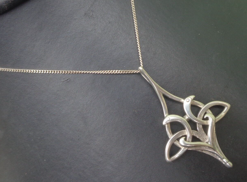Vintage Scottish Sterling Silver Kells Bird Pendant & 18" Chain Ola ...