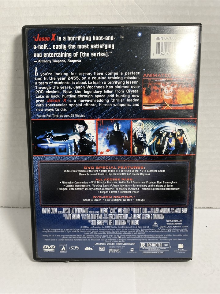 Jason X DVD 2002 Lexa Doig Kane Hodder Slasher Horror Film | eBay