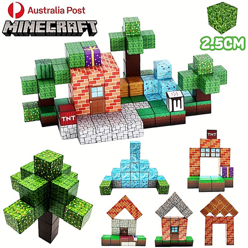 Minecraft Magnetic Building Blocks Set Magnet Kids Children Educational ...