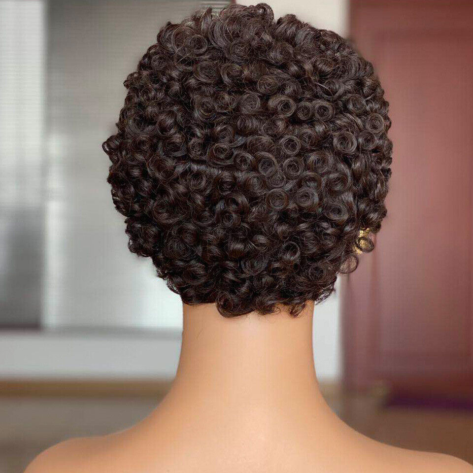 Mens Short Brown Afro Curly Wig for Male Rocker Wig Halloween Cos Human ...