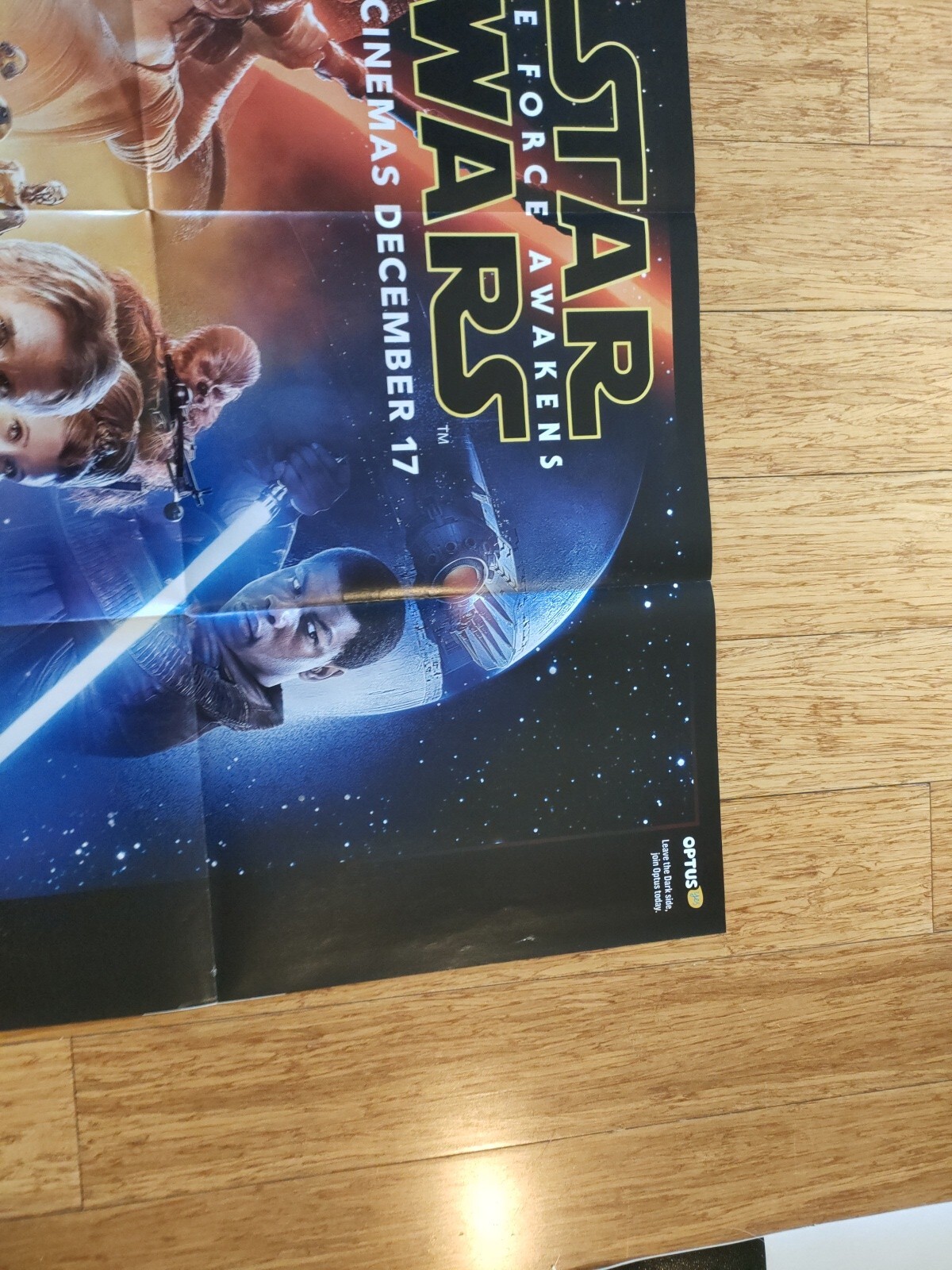 Star Wars The Force Awakens Folded Movie Poster Optus Promo Ad | eBay