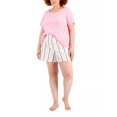 JENNI Plus Size Woven Cotton Pajama Shorts Multistripe 2X | eBay