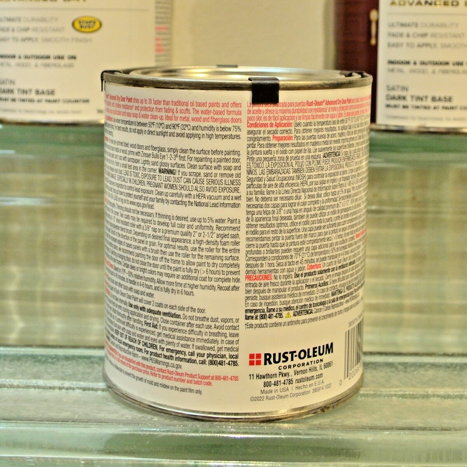 Rust Oleum Door Paint Satin Dark Tint Base Metal Wood Fiberglass 29oz ...
