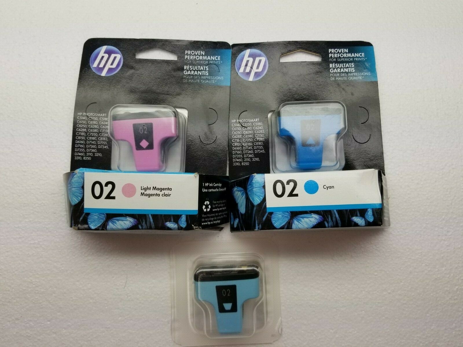 HP 02 Cyan, Light Cyan, Light Magenta ink cartridge C8771WN genuine OEM ...