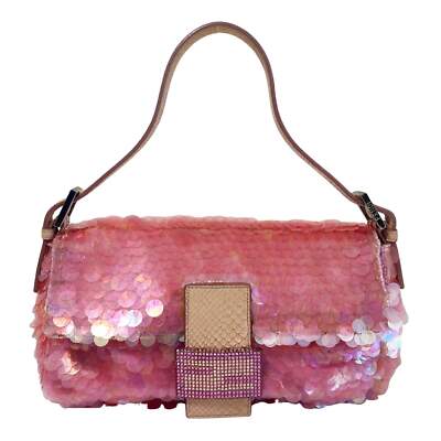 FENDI Rare Baguette Pink Sequin Rhinestone Hardware Shoulder Bag | eBay