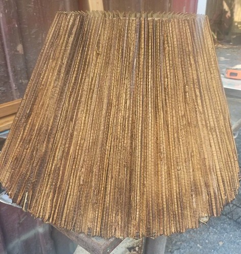 Vtg Xl Primitive Raw Burlap Over Plastic Lamp Shade 10x12x19 Bell ...