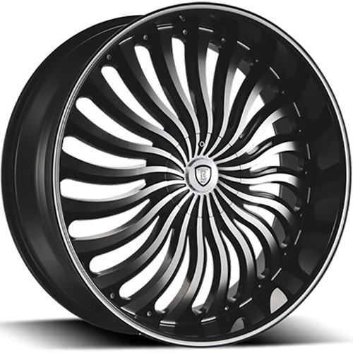 4 Wheels 24" B24 24x9 5x115/5x120 Black Machined 13ET 74.2CB (BW24 ...