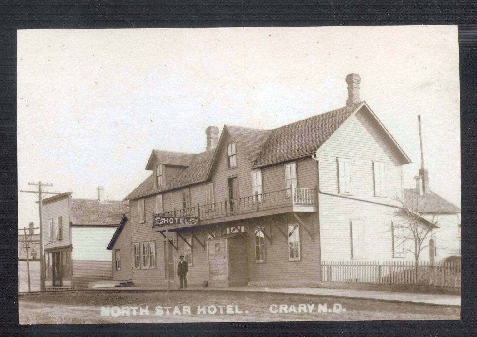 REAL PHOTO CRARY NORTH DAKOTA ND RAILROAD TRAIN DEPOT STATION POSTCARD ...