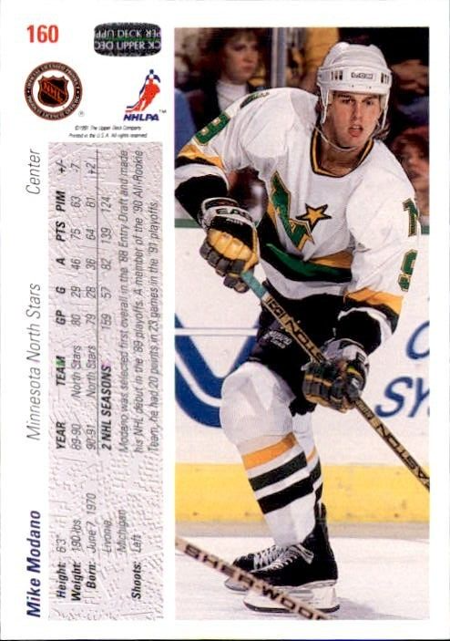 Mike Modano 1991-92 Upper Deck Card #160 | eBay
