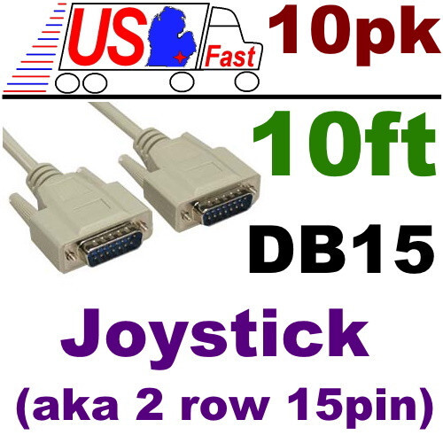 Lot10pcs 10ft Joystick/Midi Sound Card/Game Port DB15 pin Male~M Cable ...