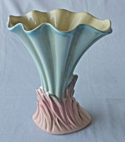 TALL MID CENTURY KALMAR POTTERY VASE Harlequin Lusterware GLAZE Pink ...