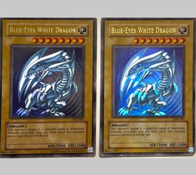 Yu-Gi-Oh Blue Eyes White Dragon WAVY 1st Near GEM MINT 1996 RARE BUNDLE ...
