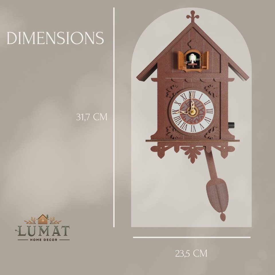 Cuckoo Clock - Modern Brown Cuckoo Clocks for Wall - Natural melodies ...
