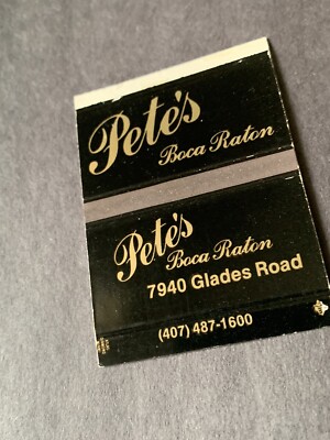 Vintage Florida Matchbook: “Pete’s” Boca Raton, FL | eBay