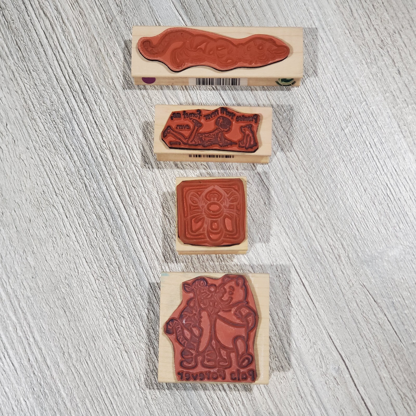 Lot of 4 Disney Winnie the Pooh Tigger Themed Wood Mounted Rubber ...