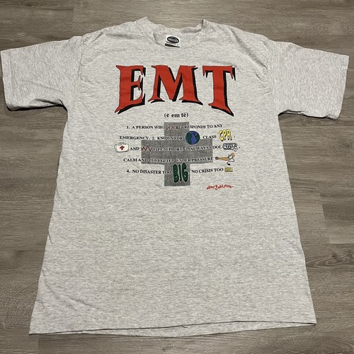 Vintage 90s EMT Paramedics Ambulance T-Shirt Mens XL Single-Stitch Gray ...