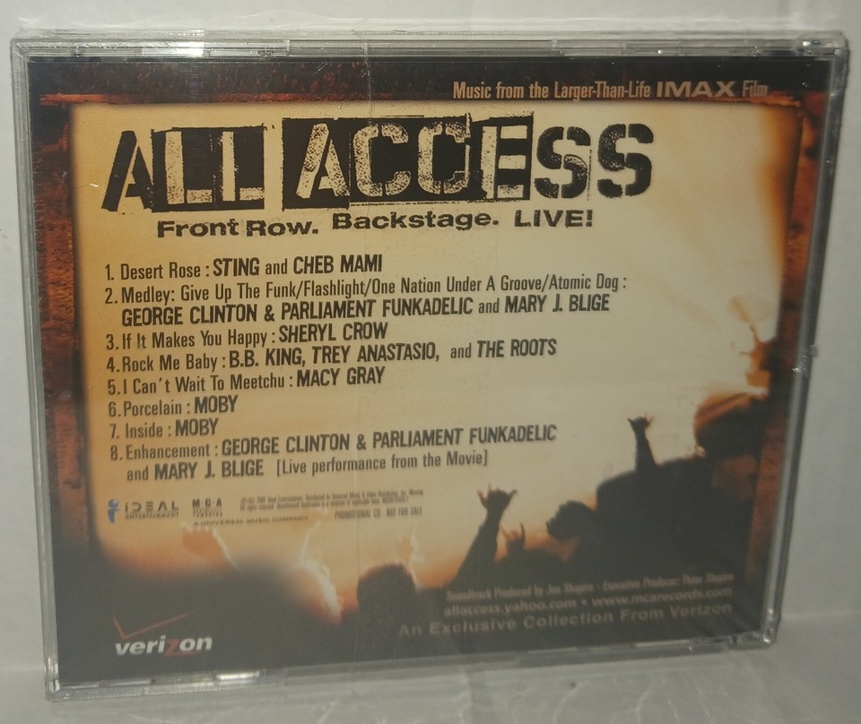 All Access Front Row Backstage Live CD NWT New 2001 MCA Various Artists ...
