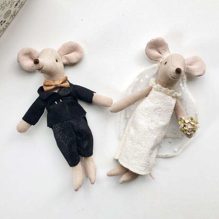 Wedding Couple Mouse Box Cloth Toy Doll Little Mice Plush For Doll ...