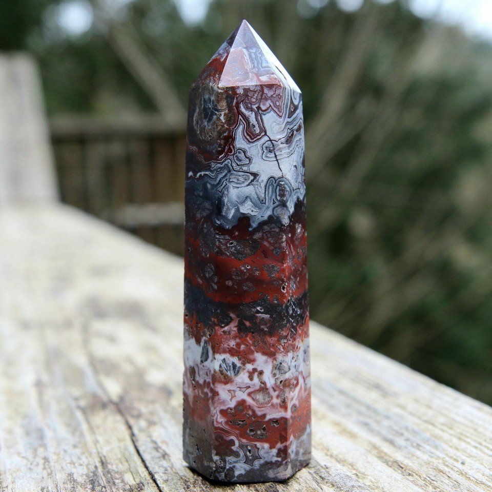 CRAZY LACE BLOOD AGATE CRYSTAL POINT POLISHED NATURAL HEALING GEMSTONE ...