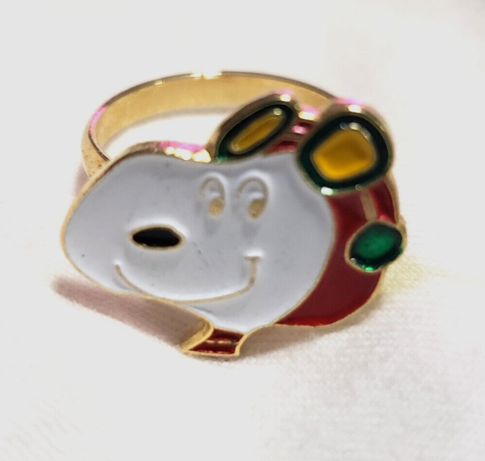VTG 70s Peanuts Snoopy Girls Adjustable Ring Multicol… - Gem
