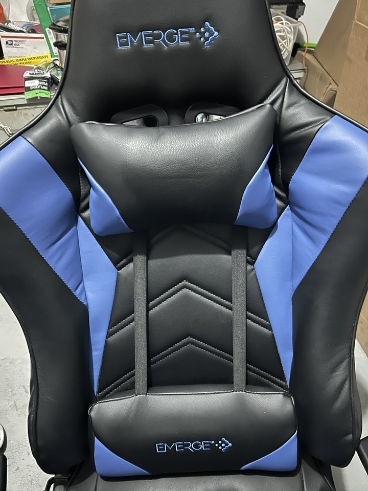 Emerge Vartan Bonded Leather Gaming Chair Black/Blue 2/Pack 53242V-CCVS ...
