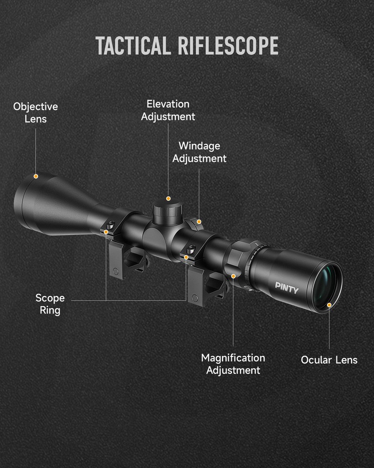 PINTY 3-9x40 Rifle Scope Crosshair Reticle Hunting Scope with 4 Scope ...