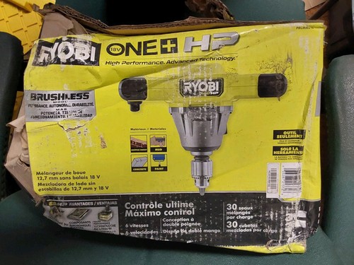 NEW! RYOBI ONE+ 18V HP 1/2 in. Brushless Cordless Mud Mixer (Tool Only ...