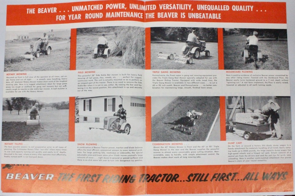 Original 1962 Beaver Riding Tractor Brochure Lot | eBay