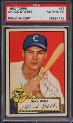 1952 Topps Baseball Chuck Stobbs #62 PSA A AUTO RARE! | eBay