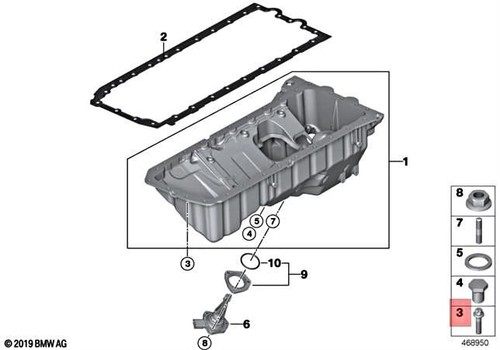 Genuine BMW E60 E60N E61 Engine Oil Pan Aluminium Bolt Set OEM ...