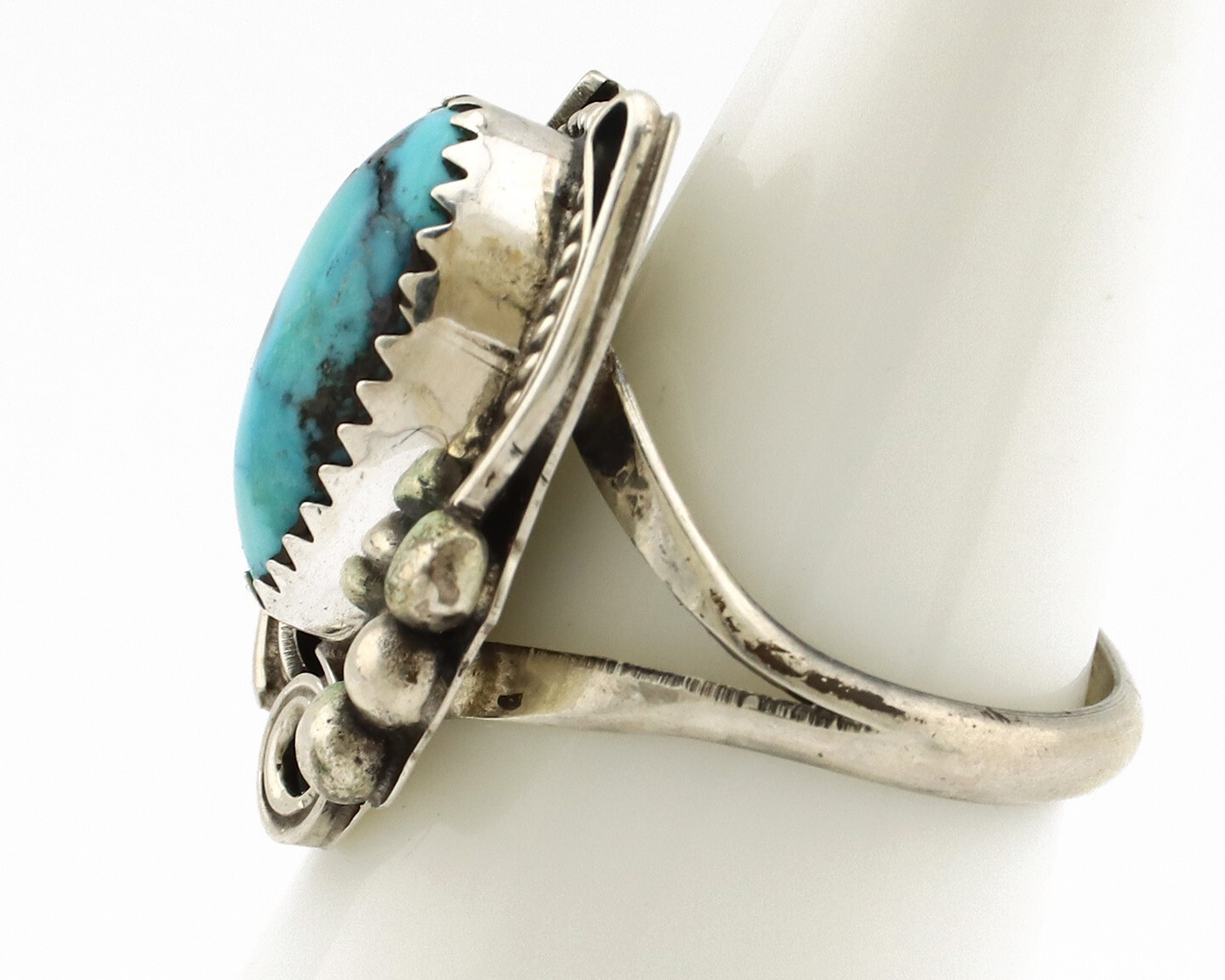 Navajo Ring 925 Silver Sleeping Beauty Turquoise Signed Justin Morris C ...