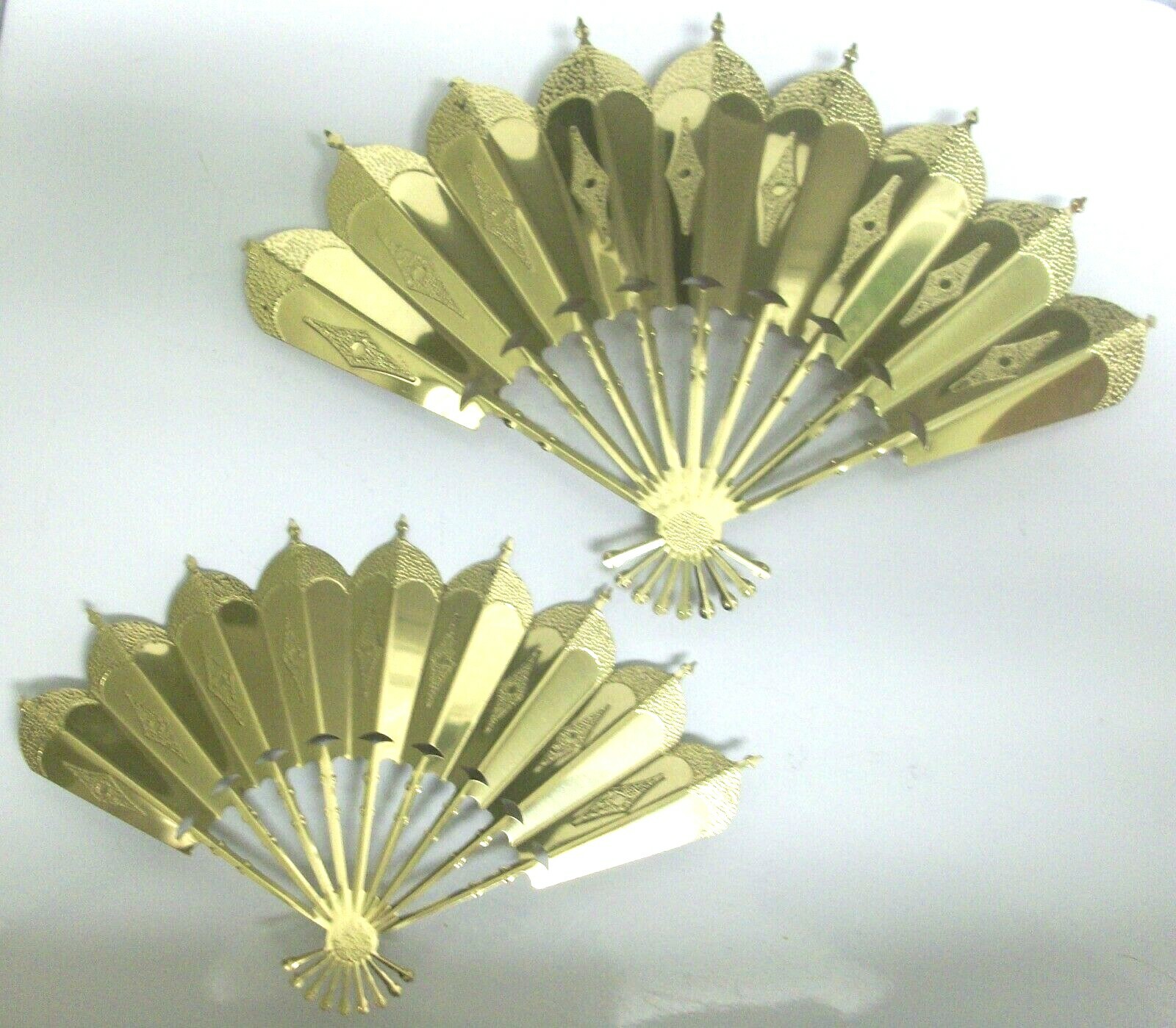 Pair HOME INTERIOR & GIFTS GOLD COLORED BRASS FANS #1176 DH | eBay