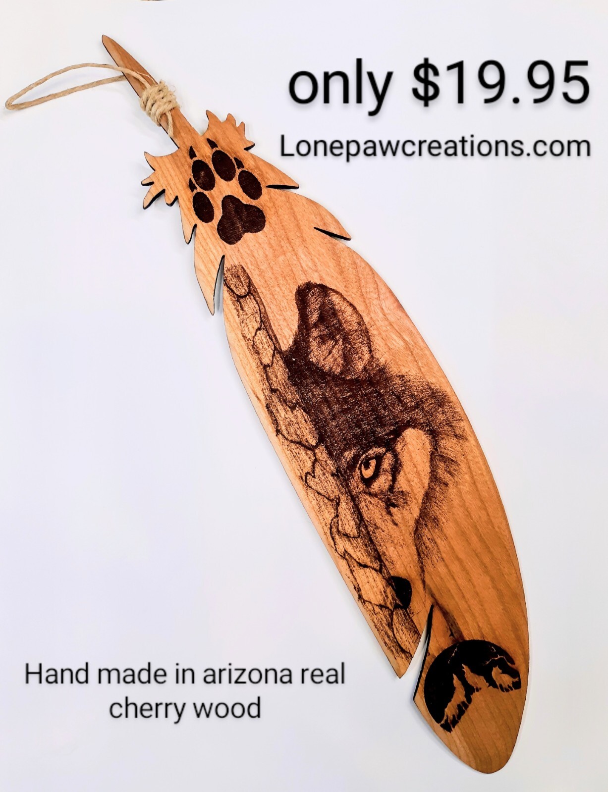 Home decor 12" hanging wolf feather. Hand Made in Arizona | eBay