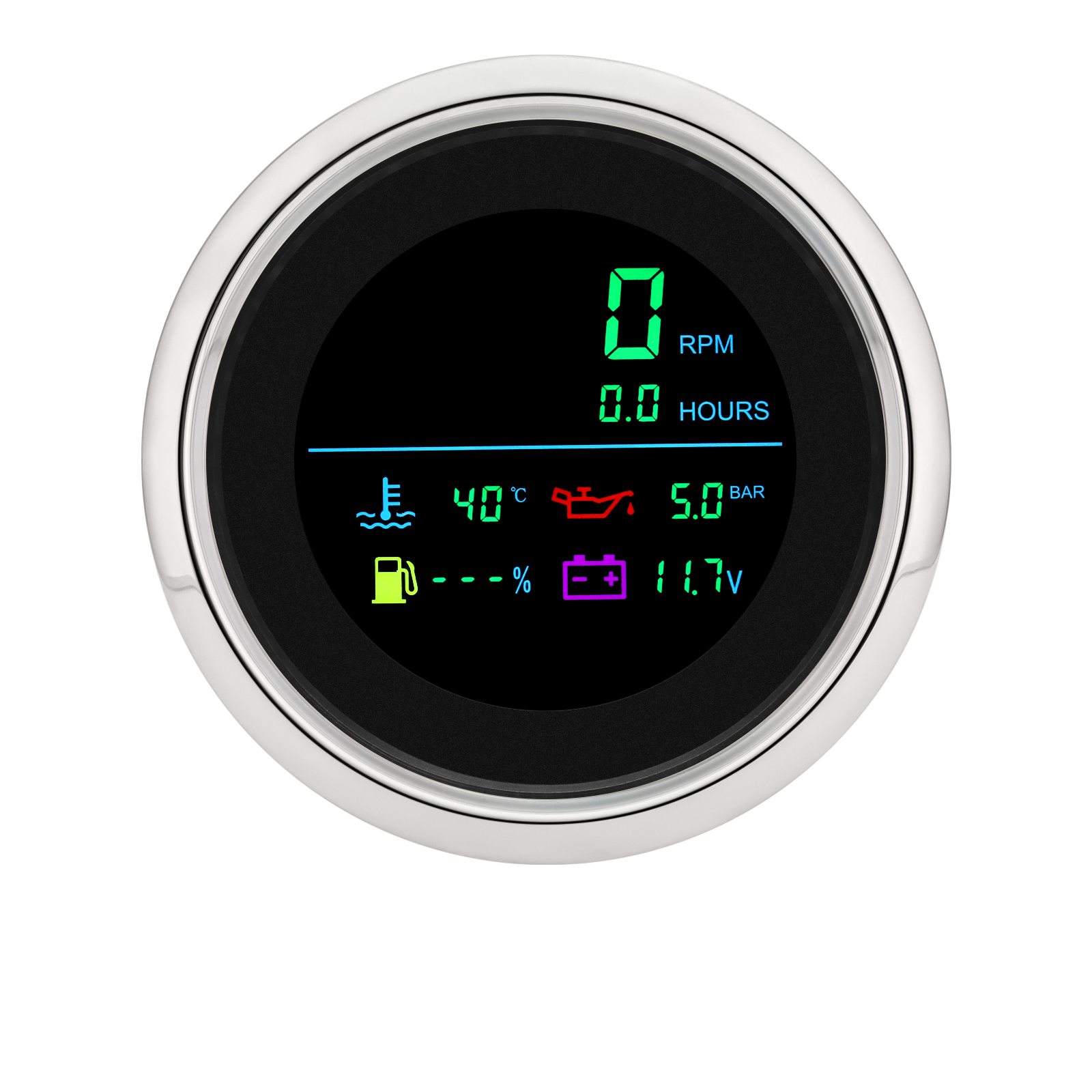 85mm 6 In 1 Multifunction Gauge Tachometer Fuel Water Temp Oil Pressure ...
