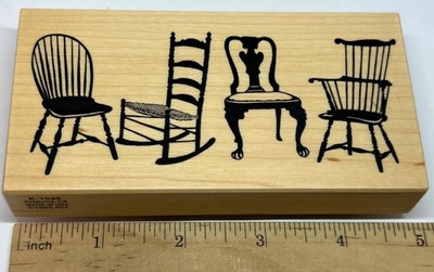 Four ANTIQUE Chairs Rubber Stamp by PSX K-1549 BORDER | eBay
