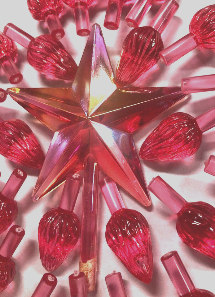 25 EXTRA LARGE TWIST BULBS PINK AURORA STAR Lights Ceramic Christmas ...