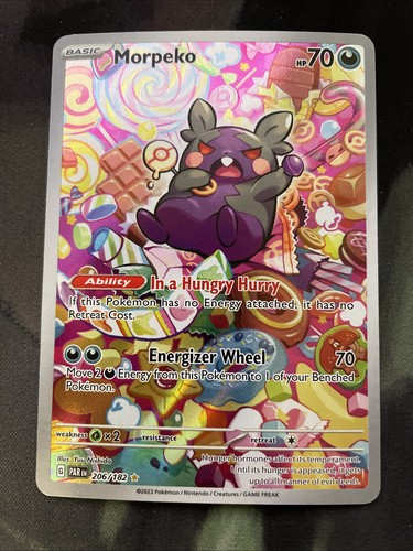 Morpeko 206/182 SV04: Paradox Rift Holo Pokemon Card Dark Type Full Art ...