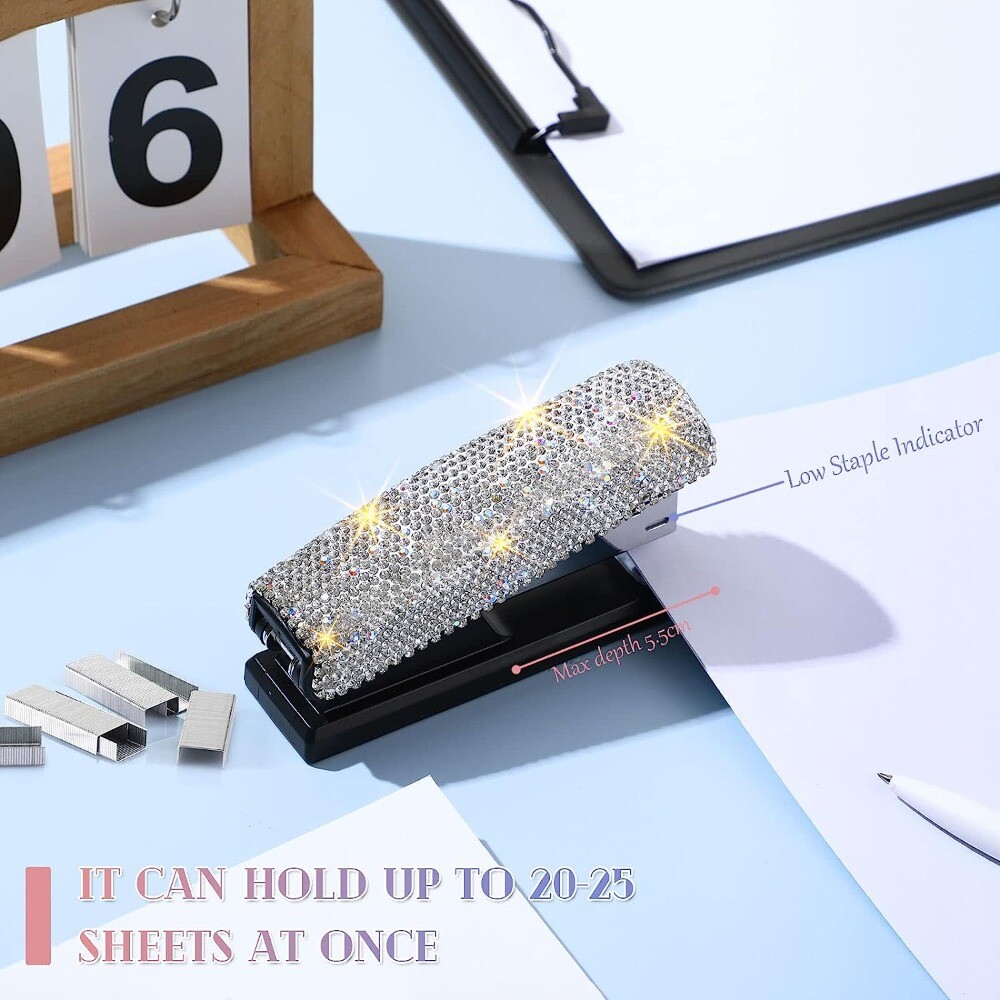 Bling Crystal Stapler Black Base Diamond Stapler Desk Accessory Office ...