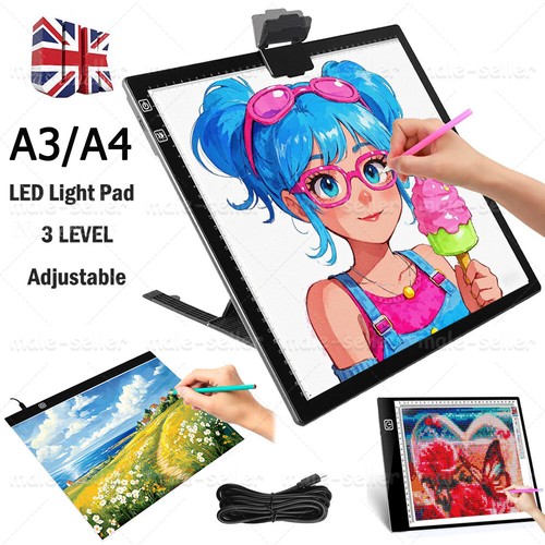 A3/A4 LED Drawing Board Diamond Painting Light Box Copy Tracing & Ultra ...