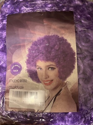 Curly Afro Wig Fancy Dress Wigs Disco Clown Funny Cosplay Purple | eBay