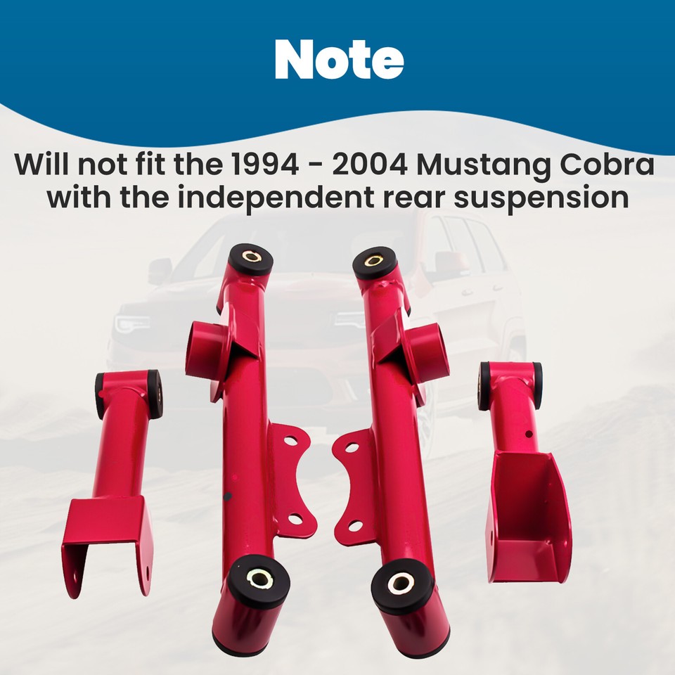 Upper + Lower Rear Tubular Control Arms w/ Hardware For Ford Mustang ...