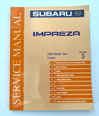 2000 Subaru Impreza Service Manual Engine Section 3 | 1999 | Paper