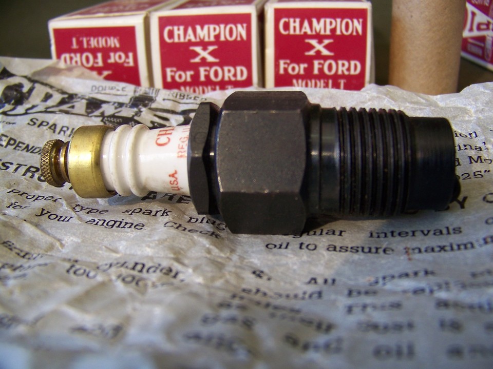 NOS Lot Of 4 Champion X Model T Ford Spark Plugs Double Ribbed W/ Box ...