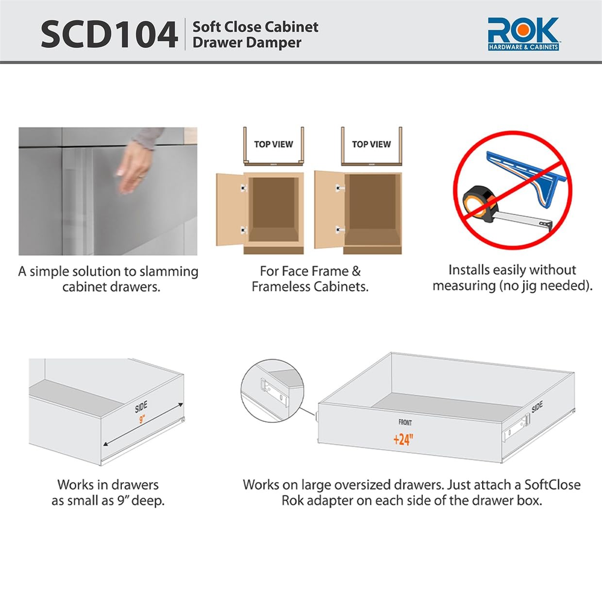 10-Pack Hardware Soft Close for Wood Drawers/Soft Close Drawer Adapter ...