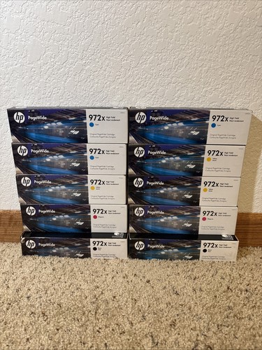 HP 972X High Yield Lot Of 10 B/M/Y/C PageWide Cartridges SEALED Boxes ...