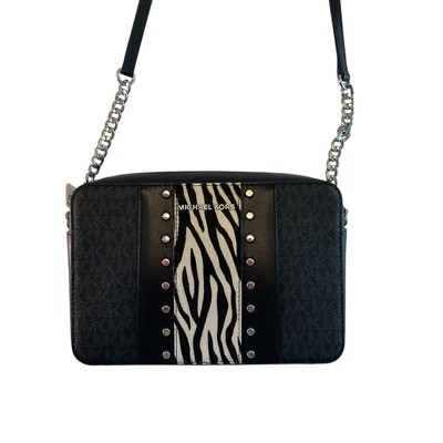 Michael Kors Jet Set Crossbody Bag Black MK Logo, Zebra, Studded, Chain ...