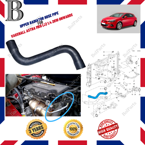 Upper Radiator Hose Pipe fits Opel Vauxhall ASTRA MK6 (J) 1.4 CASCADA ...