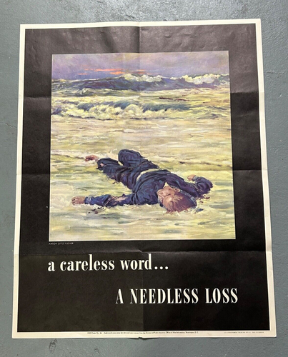 Original WWII 1943 "A Careless Word...A Needless Loss" Poster | eBay