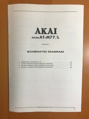 ORIGINAL SERVICE SCHEMATIC & DIAGRAM AKAI AT-M77/L STEREO RECEIVER D328 ...