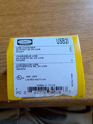 HUBBELL USB4I Four USB Type 2.0 Ports 5 Amp 5 Volt DC 125V, 2-Pole 3 ...